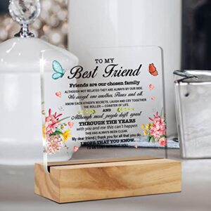 Best Friend Gift Friendship Desk Decor Friends are Our Chosen Family Acrylic Desk Plaque Sign with Wood Stand Home Office Table Desk Sign Keepsake