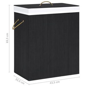 Tidyard Bamboo Laundry Basket with Lid and Handle 21.9 gal Clothes Hamper Blanket Storage Basket Black for Laundry Room, Dorm, Bathroom, Living Room, Bedroom Organization