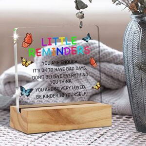 Inspirational Gifts for Women Friends Cheep Up Gift, Little Reminders Desk Decor Encouragement Acrylic Desk Plaque Sign with Wood Stand Home Office Desk Sign Keepsake