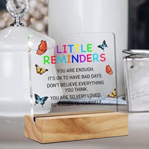 Inspirational Gifts for Women Friends Cheep Up Gift, Little Reminders Desk Decor Encouragement Acrylic Desk Plaque Sign with Wood Stand Home Office Desk Sign Keepsake