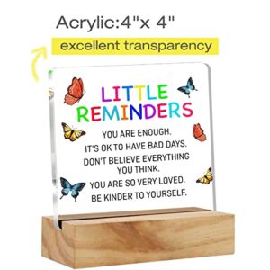 Inspirational Gifts for Women Friends Cheep Up Gift, Little Reminders Desk Decor Encouragement Acrylic Desk Plaque Sign with Wood Stand Home Office Desk Sign Keepsake