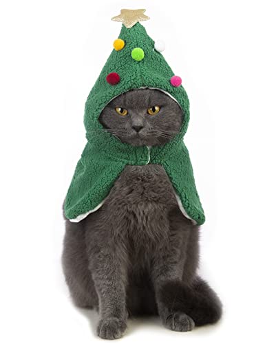 Coomour Dog Chirstmas Tree Costume Funny Santa Hat Puppy Warm Cape Cat Christmas Party Cosplay Hats (S)