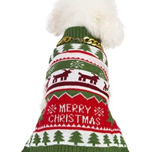 Coomour Dog Chirstmas Shirts Pet Xmas Clothes with Gold Necklace and Glasses Puppy Santa Clothing Cat Shirt (2XL)