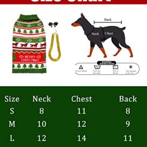 Coomour Dog Chirstmas Shirts Pet Xmas Clothes with Gold Necklace and Glasses Puppy Santa Clothing Cat Shirt (2XL)