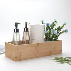 3Pcs Bamboo Bathroom Tray, Bathroom Organizer, Wooden Basket Tray for Counter Toilet Tank Top, Home Decor Wood Box for Toilet Paper Storage