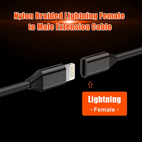 for iPhone Charger Extension Cord,[Apple MFi Certified] Nylon Braided Lightning Extender Dock Cable Male to Female Adapter 3.3FT for iPhone 14 Pro 13 Pro 12 11 X XR 8 7 6 Pass Video,Data,Audio