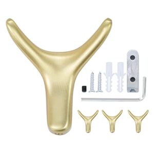 towel hooks gold cow head coat hooks for wall hanging heavy duty ornament hooks hats bags storage hook clothing hooks for bathroom bedroom kitchen hotel 4 pcs (gold)