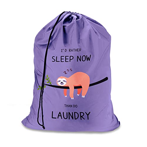 Laundry Bag with Cute Sloth Pattern, Laundry Bags Extra Large Heavy Duty, Sloth College Laundry Bag, Dirty Laundry Travel Bag, Travel Laundry Bags, Fit Laundry Hamper or Basket, Sloth Gifts…