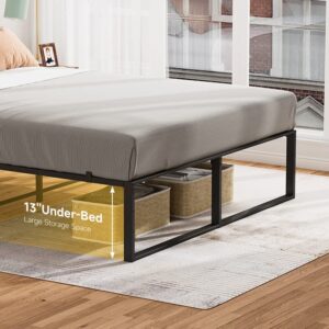 Amyove Platform Bed Frame Full Size, Metal Bed Frame 13" with 3 in 1 Steel Support, Heavy Duty Metal Platform Bed Frame No Box Spring Needed Mattress Foundation Easy to Assemble, Black (A-PBF-FULL3)