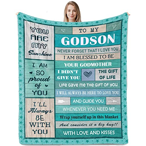 Nuritus Godson Gifts from Godmother, to My Godson Gifts, Valentines Day Godson Gifts, Birthday Gift for Godson, Best Gifts for Godson Ever, Unique Godson Birthday Ideas Blanket 50"x60"