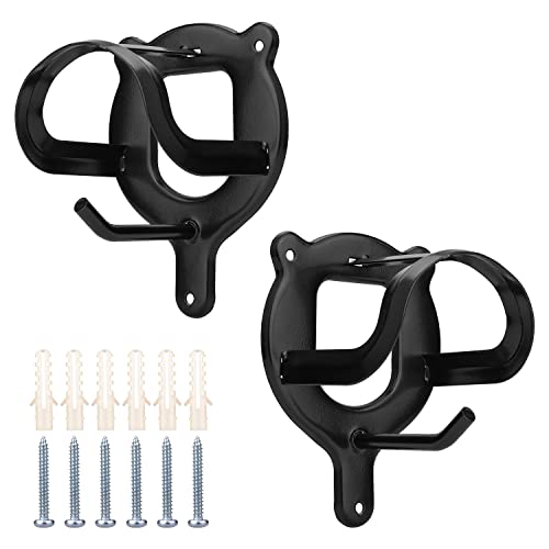 2pcs Horse Bridle Hooks, Bridle Holder Metal Bridle Bracket Horse Bridle Rack Wall Mount with Tubes and Screw for Tack Room, Barn, Stall (Black)