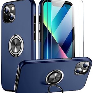 Temdan for iPhone 13 Mini Case, with 360°Rotatable Magnetic Ring Holder Kickstand Slim Fit 13FT Military Grade Heavy Duty Shockproof Phone Case for iPhone 13 Mini 5G 5.4" Blue