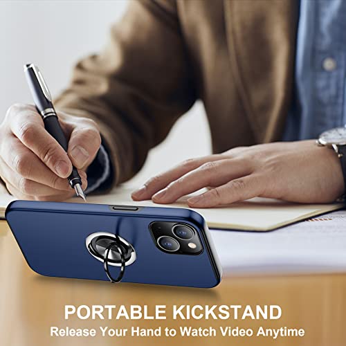 Temdan for iPhone 13 Mini Case, with 360°Rotatable Magnetic Ring Holder Kickstand Slim Fit 13FT Military Grade Heavy Duty Shockproof Phone Case for iPhone 13 Mini 5G 5.4" Blue