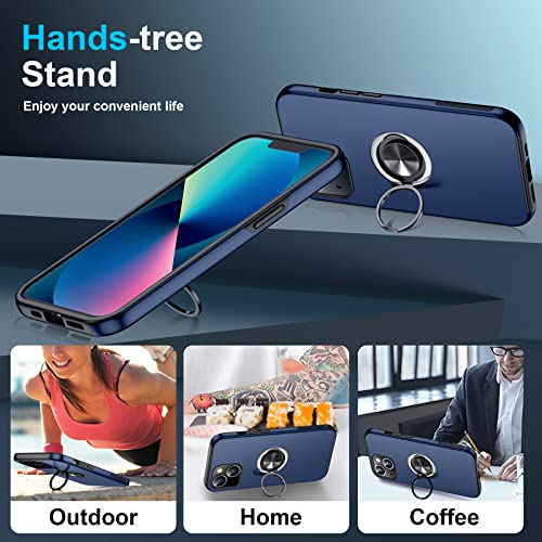 Temdan for iPhone 13 Mini Case, with 360°Rotatable Magnetic Ring Holder Kickstand Slim Fit 13FT Military Grade Heavy Duty Shockproof Phone Case for iPhone 13 Mini 5G 5.4" Blue