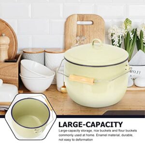 Zerodeko Enamel Kitchen Canister Food Storage Container Enamel Rice Bowl Flour and Sugar Containers Food Storage Containers for Dry Food Sugar Coffee Tea Light Green