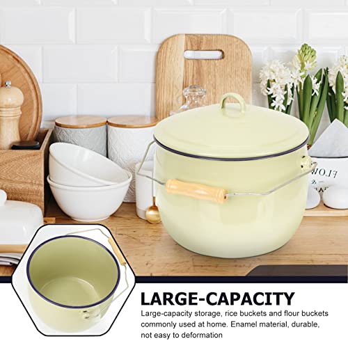 Zerodeko Enamel Kitchen Canister Food Storage Container Enamel Rice Bowl Flour and Sugar Containers Food Storage Containers for Dry Food Sugar Coffee Tea Light Green