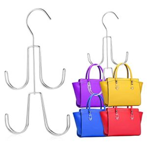 2 pack purse hanger for closet, hanging handbag holder closet organizer stackable purse storage hook, metal scarves backpack rack space saving hanger