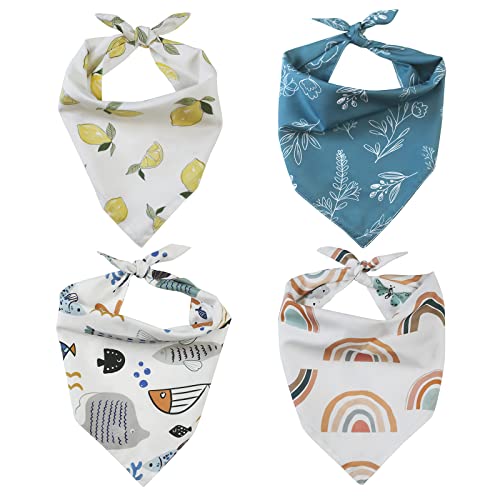 Dog Bandanas 4 Pack,Triangle Scarf,Dog Handkerchief for Boy and Girl Pets,Premium Durable Fabric Puppy Bandana,Reversible,Adjustable Bids Costume Accessories for Small Medium and Large Dogs Cats…