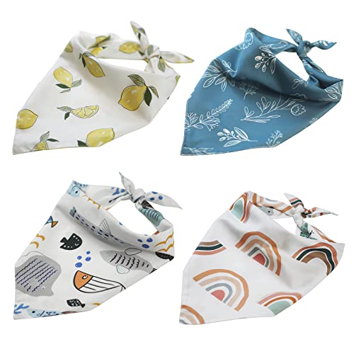 Dog Bandanas 4 Pack,Triangle Scarf,Dog Handkerchief for Boy and Girl Pets,Premium Durable Fabric Puppy Bandana,Reversible,Adjustable Bids Costume Accessories for Small Medium and Large Dogs Cats…