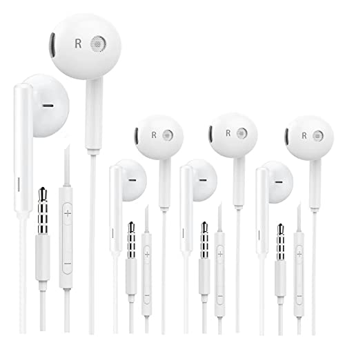 wutellinn 4 Pack Earbuds Wired in-Ear Headphones with Tangle-Free Cord, Comfortable in The Ear, Deep Noise Reduction Clear Sound Quality, Compatible with 3.5mm Ports