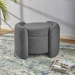 modway eei-5561-cha nebula boucle upholstered ottoman, charcoal