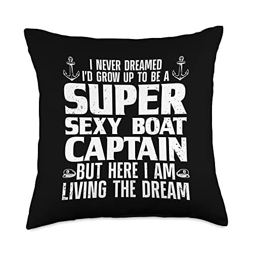 Yacht Boating Gift Boat Accessories & Boater Stuff Cool Captain for Men Women Sail Pontoon Boating Boater Throw Pillow, 18x18, Multicolor