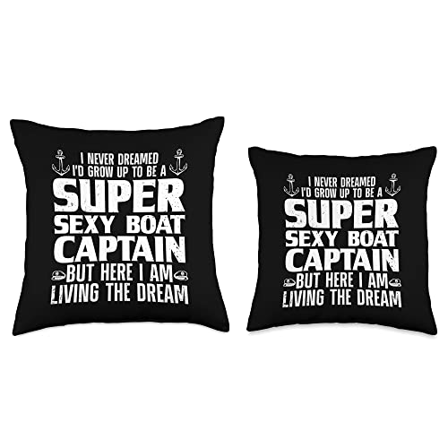 Yacht Boating Gift Boat Accessories & Boater Stuff Cool Captain for Men Women Sail Pontoon Boating Boater Throw Pillow, 18x18, Multicolor