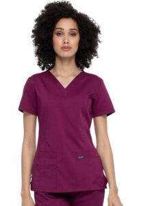 sanibel scrubs stretch v-neck top (wine, m)