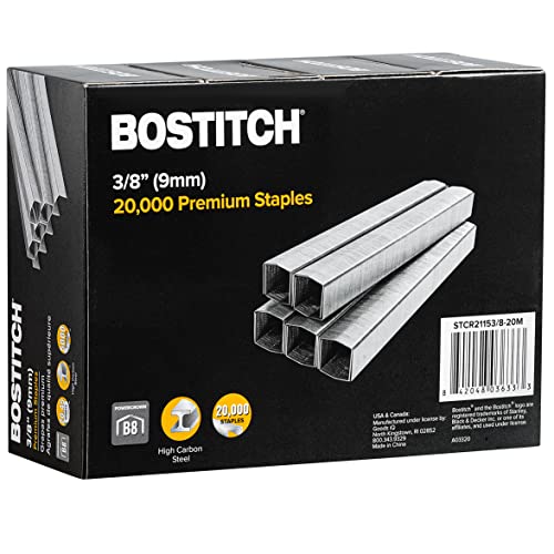 Bostitch B8 Staples 3/8 Inch PowerCrown Staples - Pack of 20,000 Staples