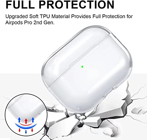 Airpods Pro 2nd Generation Case Clear, Soft Shockproof AirPods Pro 2 Case 2022 Protective Cover with Hand Strap Lanyard Transparent AirPods Pro 2 Gen Case Skin for Men and Women (Clear Pink)