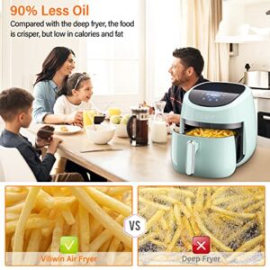 VILIWIN Air Fryer 4.5 QT 8 Preset Menus AirFryer with Auto Shut Off 30 Minute Timer Adjustable and Air Fryer Paper Liners 50PCS Disposable Square Parchment Liner 6.3 inch for 4-6 QT Air Fryers Basket