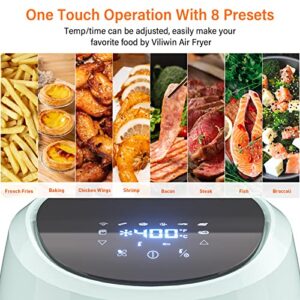 VILIWIN Air Fryer 4.5 QT 8 Preset Menus AirFryer with Auto Shut Off 30 Minute Timer Adjustable and Air Fryer Paper Liners 50PCS Disposable Square Parchment Liner 6.3 inch for 4-6 QT Air Fryers Basket