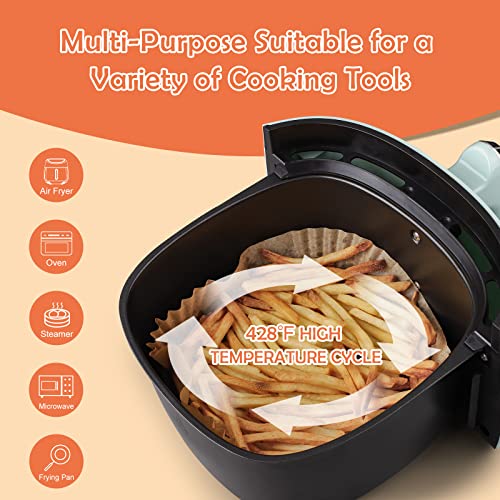 VILIWIN Air Fryer 4.5 QT 8 Preset Menus AirFryer with Auto Shut Off 30 Minute Timer Adjustable and Air Fryer Paper Liners 50PCS Disposable Square Parchment Liner 6.3 inch for 4-6 QT Air Fryers Basket