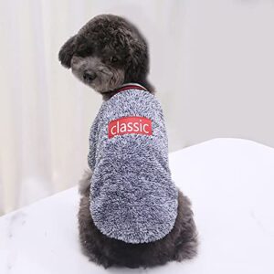 Flannel Classic Pet Puppy Sweater for Small Dogs Winter Warm Dog Clothes Soft Doggie Sweater Fashionable Dog Coat Dog Sweatshirts Dog Pullover Dogs Cats (1 Pack, Grey, S)