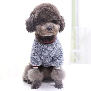 Flannel Classic Pet Puppy Sweater for Small Dogs Winter Warm Dog Clothes Soft Doggie Sweater Fashionable Dog Coat Dog Sweatshirts Dog Pullover Dogs Cats (1 Pack, Grey, S)