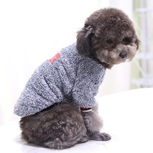 Flannel Classic Pet Puppy Sweater for Small Dogs Winter Warm Dog Clothes Soft Doggie Sweater Fashionable Dog Coat Dog Sweatshirts Dog Pullover Dogs Cats (1 Pack, Grey, S)