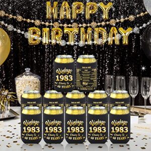 BdayPtion 40th Birthday Decorations for Men Women, 40th Party Decorations, 40 Year Old Bday Party Supplies, Forty Birthday Present, Black and Gold Pack of 12 Can Cooler Sleeves