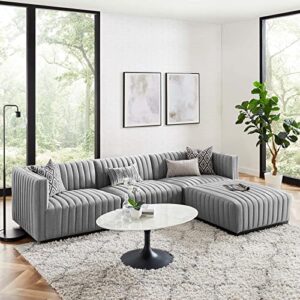 modway conjure sectional, black light gray