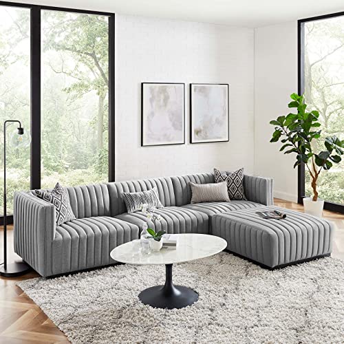 Modway Conjure Sectional, Black Light Gray