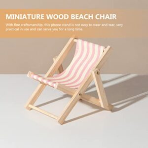 Beavorty Cell Phone Holder Wood and Canvas Beach Deck Chair Desk Stand Display Business Card Holders Bracket Charging Dock Mini Folding Chair Phone Holder for Smartphone Mobile Phone