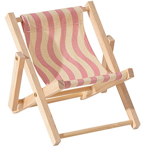 Beavorty Cell Phone Holder Wood and Canvas Beach Deck Chair Desk Stand Display Business Card Holders Bracket Charging Dock Mini Folding Chair Phone Holder for Smartphone Mobile Phone