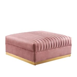 Modway Sanguine Channel Tufted Performance Velvet Modular Sectional, 7-Piece Left-Facing Sofa, Dusty Rose