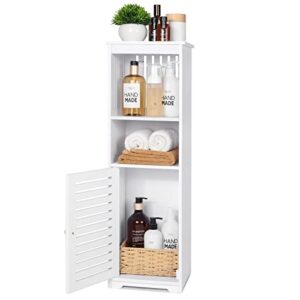 white bathroom floor cabinet, multi-purpose storage cabinet unit,free standing bathroom furniture cabinet with 1door and 3 tier shelf for living room,bedroom,kitchen,hallway