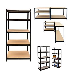 metal shelving unit adjustable garage storage utility rack heavy duty shelves organization multipurpose shelf warehouse basement kitchen living room, 5-tier, 11" d×28" w×59" h, 1 pack