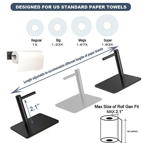 Adjustable Length Magnetic Paper Towel Holder,Magnetic Paper Towel Holder for Refrigerator, Design for Most of The US Paper Towels (Blcak)