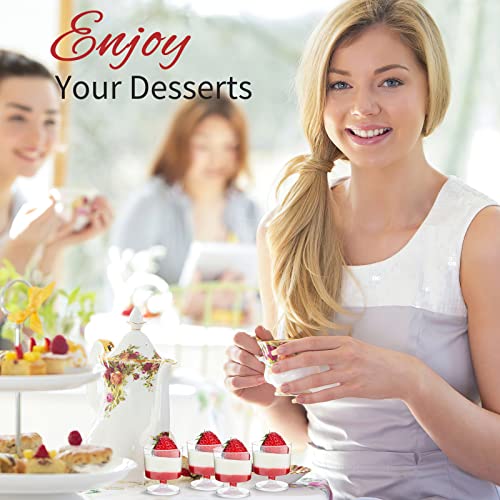 Zezzxu 100 Pack 2 oz Mini Dessert Cups with Spoons, Disposable Appetizer Cups Mousse Cups Small Plastic Wine Glasses for for Serving Individual Pudding Shots, Cocktail, Trifle