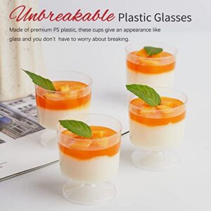 Zezzxu 100 Pack 2 oz Mini Dessert Cups with Spoons, Disposable Appetizer Cups Mousse Cups Small Plastic Wine Glasses for for Serving Individual Pudding Shots, Cocktail, Trifle