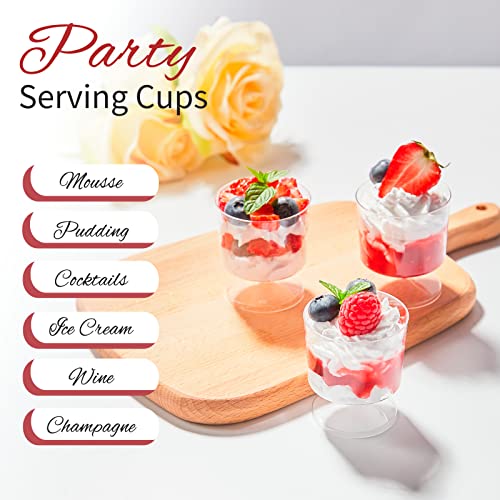 Zezzxu 100 Pack 2 oz Mini Dessert Cups with Spoons, Disposable Appetizer Cups Mousse Cups Small Plastic Wine Glasses for for Serving Individual Pudding Shots, Cocktail, Trifle