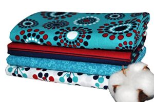 teal circles-a 4 fat quarters bundle, 100% cotton