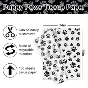 Whaline 100 Sheet Pet Paw Print Tissue Paper White Black Wrapping Paper 14 x 20in Cute Gift Wrapping Tissue Paper Dog Paw Art Paper Crafts for Pet Treat Party Favors DIY Decoration